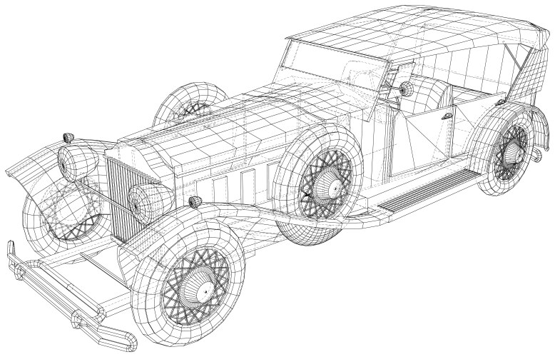 Retro car vintage wire Royalty Free Vector Image