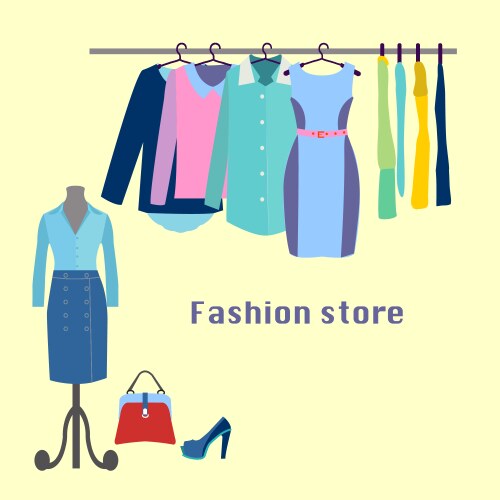 Female clothing shop design Royalty Free Vector Image