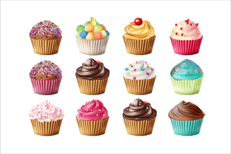 Seamless pattern with pastel pink cupcakes Vector Image