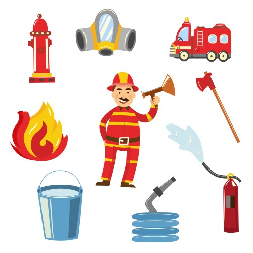 Fireman equipment Royalty Free Vector Image - VectorStock