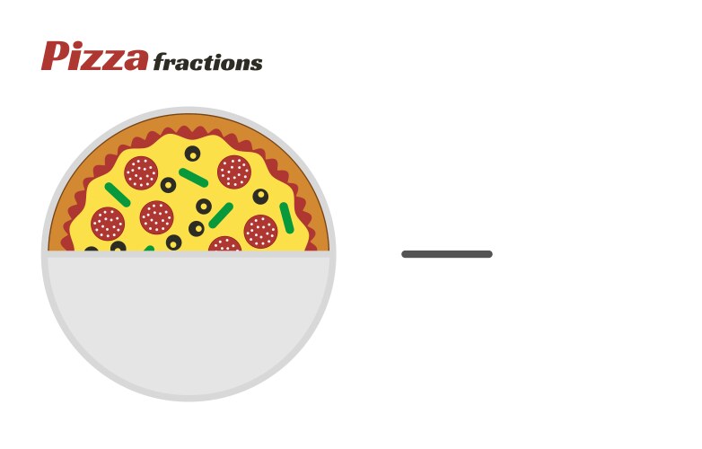 Fraction pizza worksheet in mathematics write Vector Image