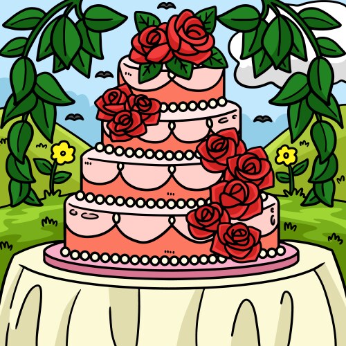 Wedding cake cartoon Royalty Free Vector Image