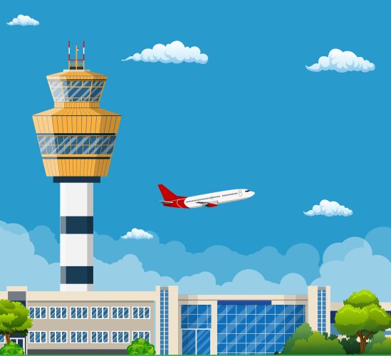 Airport control tower terminal building Royalty Free Vector