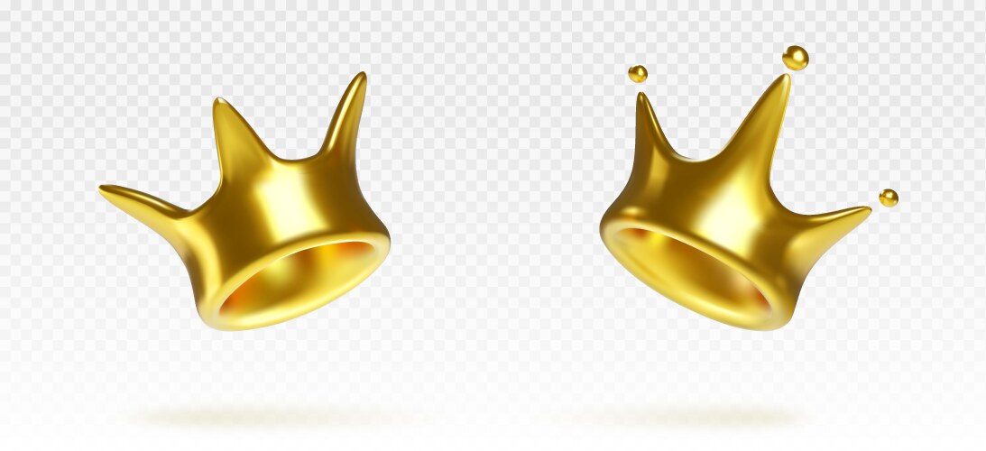 Golden king crown in different angles Royalty Free Vector