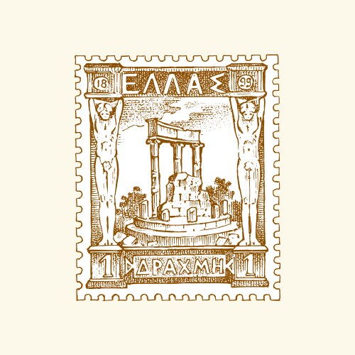 Vintage postage stamps set ancient landscapes Vector Image