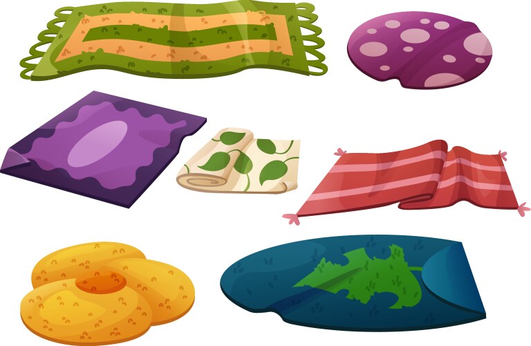 Cartoon set of colorful carpets isolated on white Vector Image