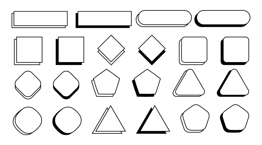 Geometric shapes outline set Royalty Free Vector Image