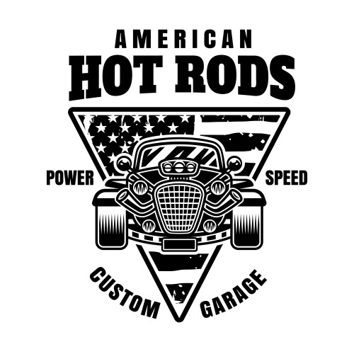 Hot rod emblem label badge or print Royalty Free Vector