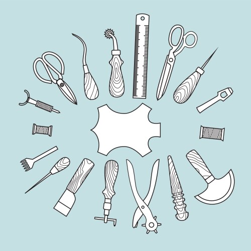 Silhouettes of leather craft tools Royalty Free Vector Image