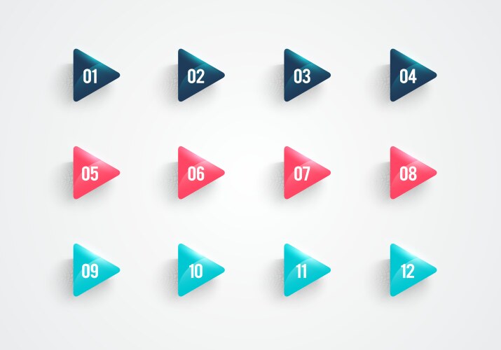 Super set arrow bullet point round shape flags Vector Image