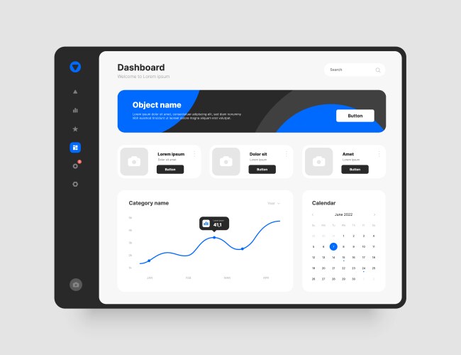 Wireframes screens dashboard ui and ux kit design Vector Image
