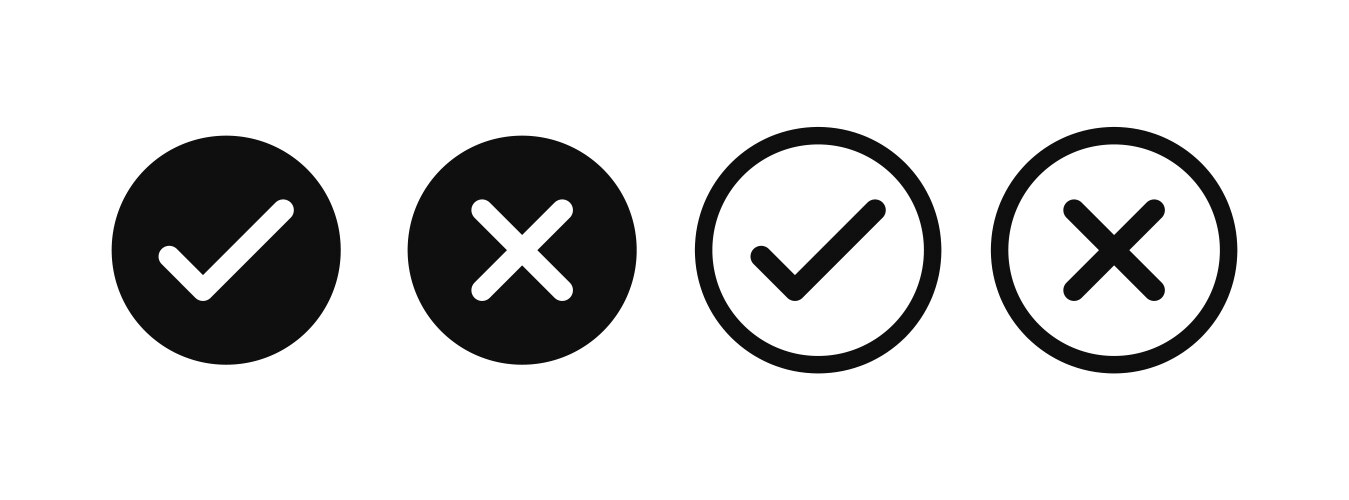 Check mark icon set Royalty Free Vector Image - VectorStock