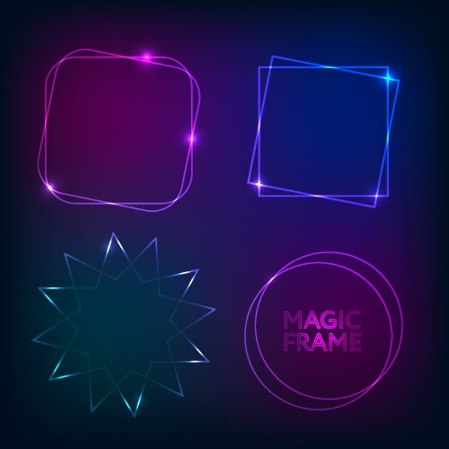 Gold light frames and elements magic shape Vector Image
