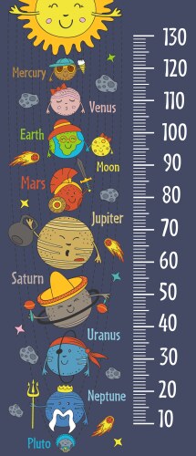 Growth measure with space animals Royalty Free Vector Image
