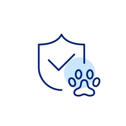 Security shield with checkmark and paw symbol Vector Image