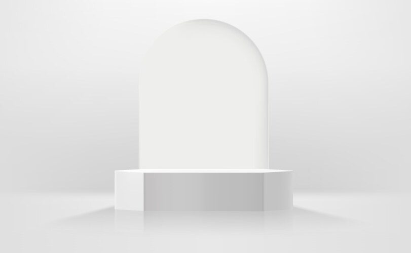 White studio with arc portal 3d Royalty Free Vector Image