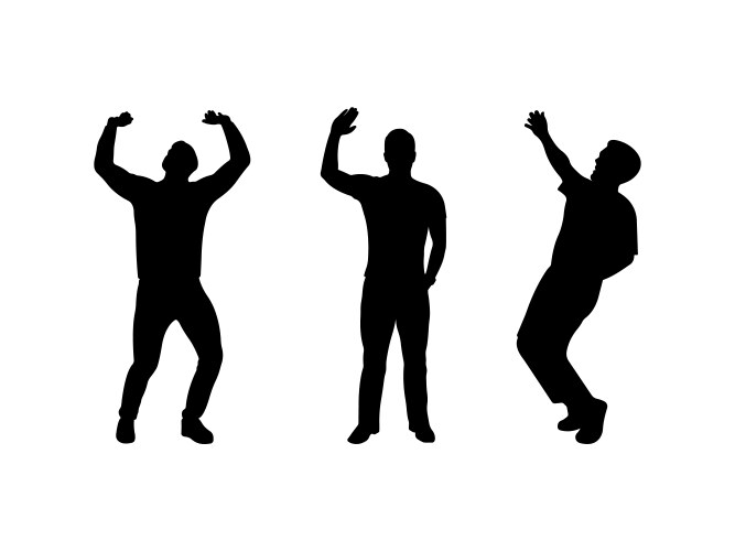 Group of woman raising hands silhouette Royalty Free Vector