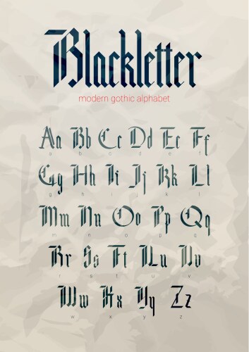 Gothic alphabet font Royalty Free Vector Image