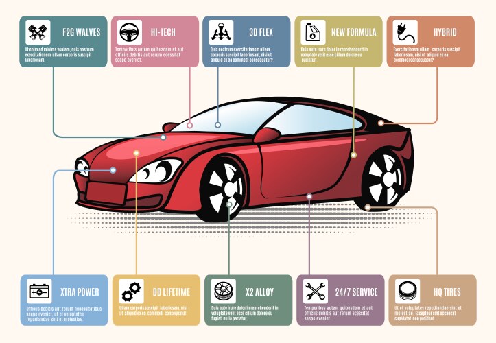 Car parts line icons set Royalty Free Vector Image