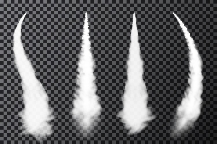 White jet smoke trail realistic air rocket fog Vector Image