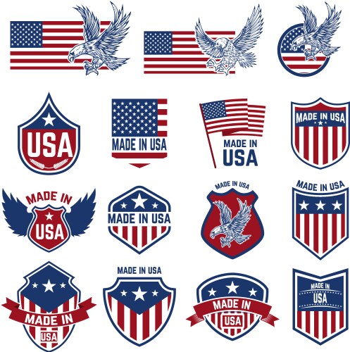 Emblems with eagles and usa flags design element Vector Image