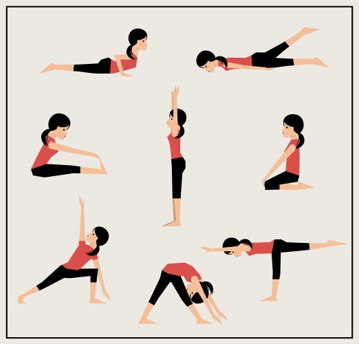Twisted yoga asanas set Royalty Free Vector Image
