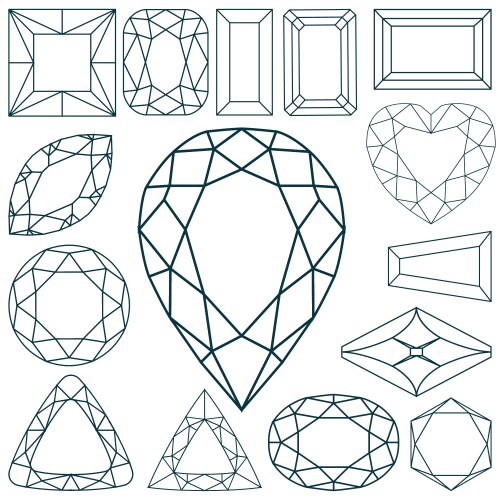 Collection different shapes and cut gemstones Vector Image