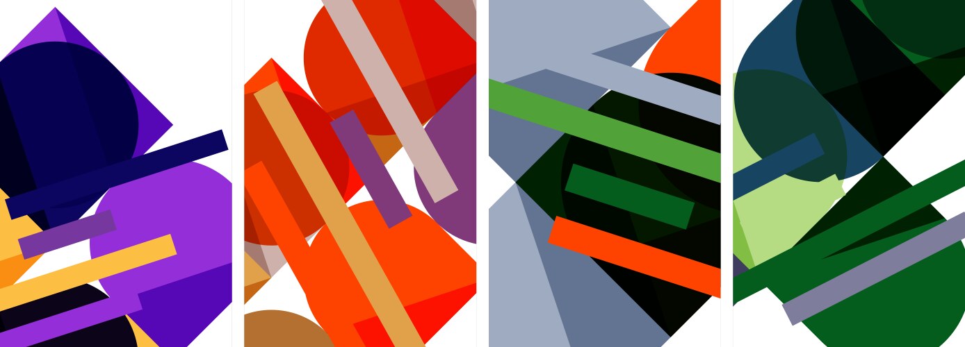 Square and round shape geometric poster set for Vector Image