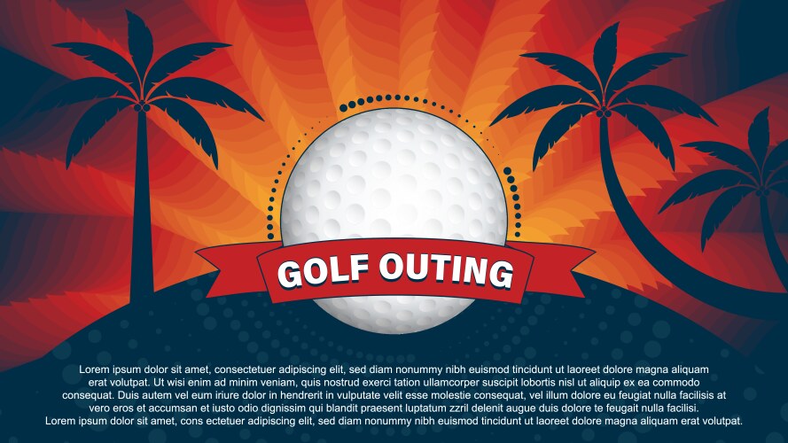 Golf outing banner with ball Royalty Free Vector Image