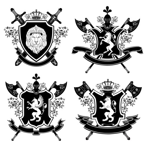 Heraldic animals medieval heraldry shields Vector Image