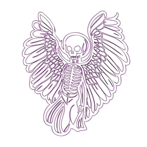 Skeleton angel outline sketch purple Royalty Free Vector