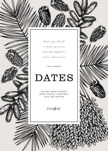 Hand drawn border design with date palm leaves Vector Image