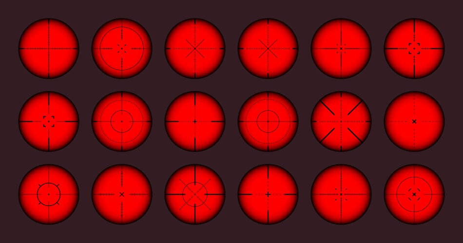 Various sniper rifle sights weapon optical scope Vector Image