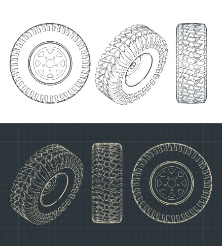 Truck tire drawings Royalty Free Vector Image - VectorStock