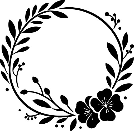 Circle floral frame silhouette isolated on a Vector Image
