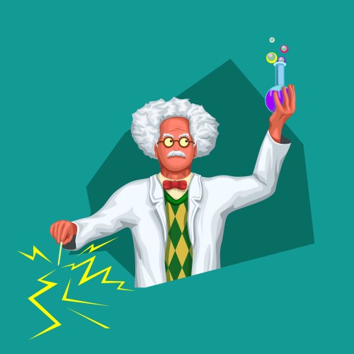 Crazy scientist character Royalty Free Vector Image