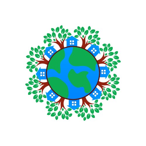 Human population logo on earth Royalty Free Vector Image