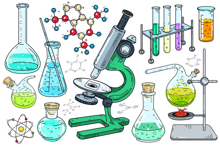 Set colorful of chemical laboratory equipment Vector Image