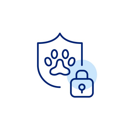 Security shield with checkmark and paw symbol Vector Image