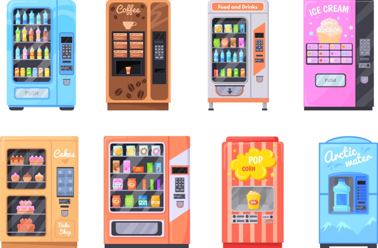 Vending machine snacks sandwich biscuit chocolate Vector Image