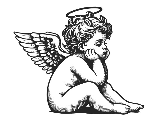 Baby Angel Tattoo Sketch Angel On A Cloud Lyfestyle Tattoos By
