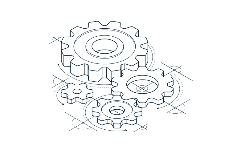 Engineer education concept gears and cogs Vector Image