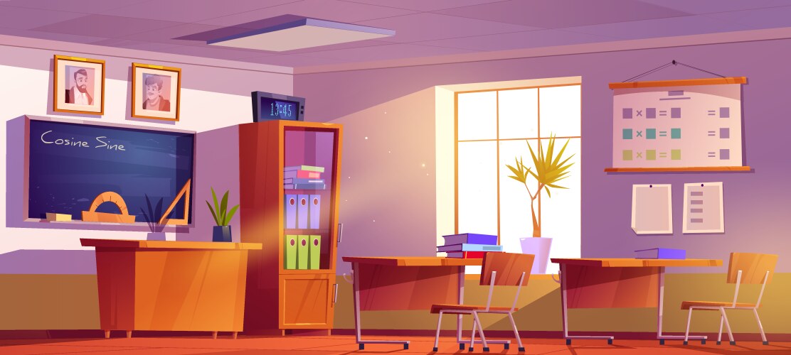 School college classroom interior Royalty Free Vector Image