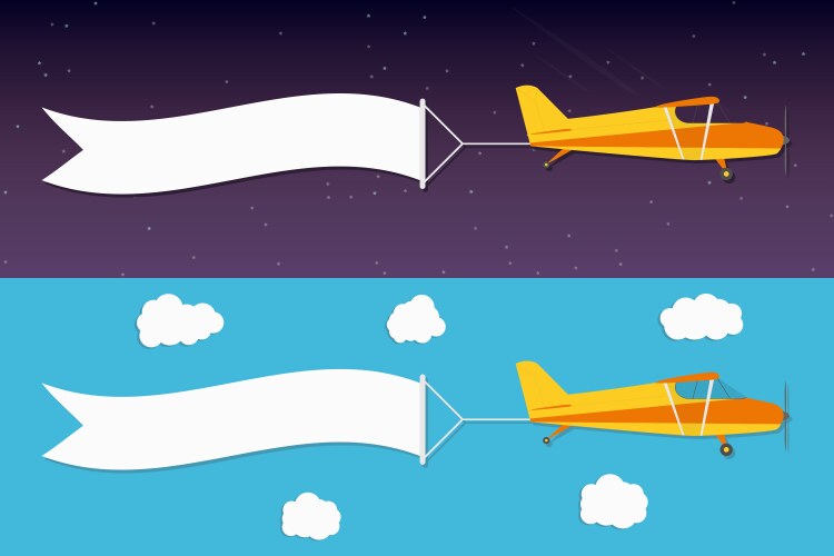 Flying advertising banner planes with horizontal Vector Image