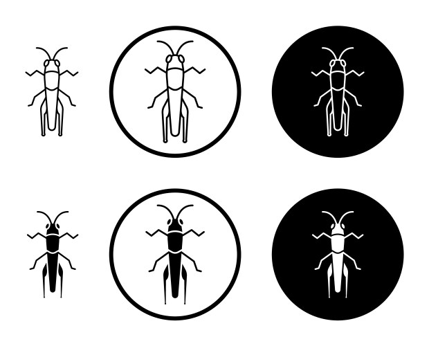 Locust icon set black filled and outlined style Vector Image