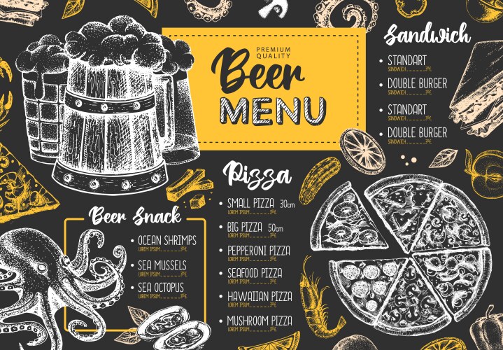 Alcohol cocktails drink menu card template Vector Image