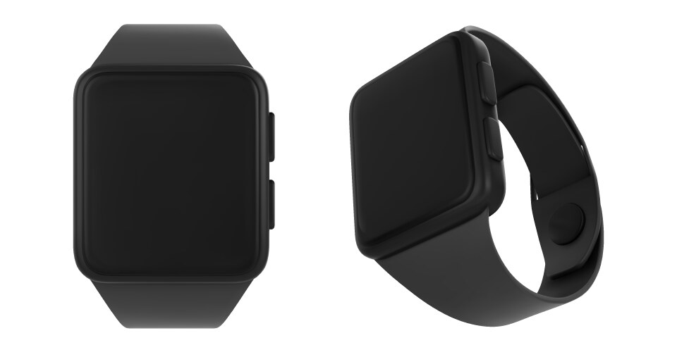 Smartwatch with blank screen and black wrist band Vector Image