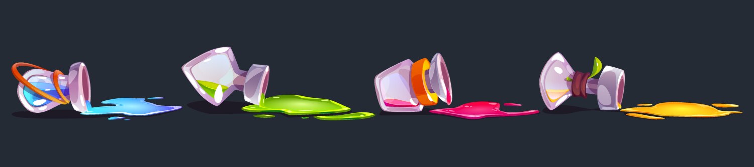 Glass bottles with magic potion and elixir Vector Image