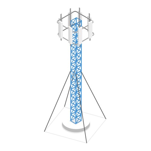3d isometric flat set of telecom towers Royalty Free Vector