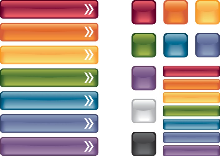 Colored glass 3d buttons with chrome frame oval Vector Image